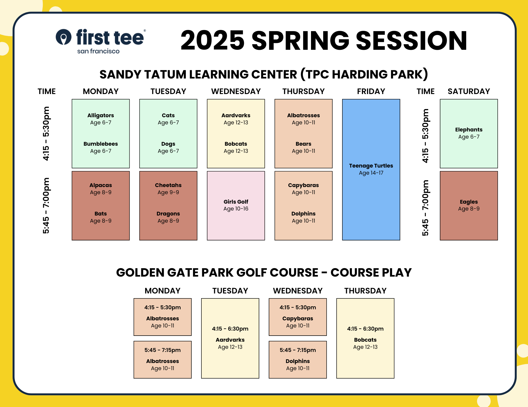 Spring Session Info/Registration - First Tee - San Francisco